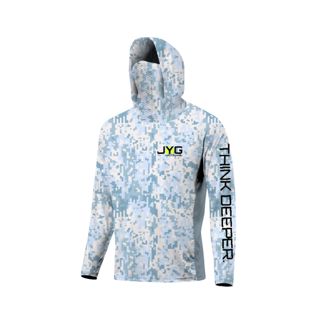 HOODED FISHING SHIRT WITH FACEMASK - BLUE DIGI CAMO – JYG PROFISHING